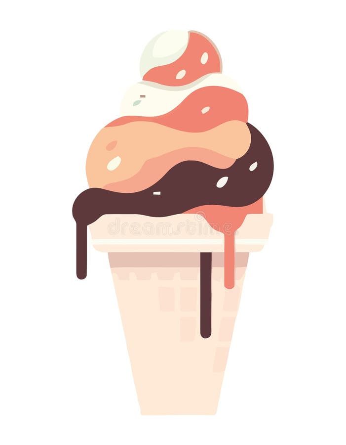 Sweet Summer Treat Chocolate Ice Cream Cone Ball Stock Vector