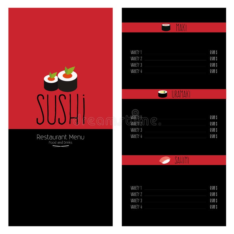 Sweet Sushi Menu stock vector. Illustration of fish, caviar - 61934920