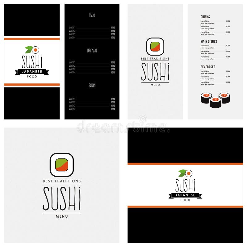 Sweet Sushi Labels stock vector. Illustration of salmon - 61934877