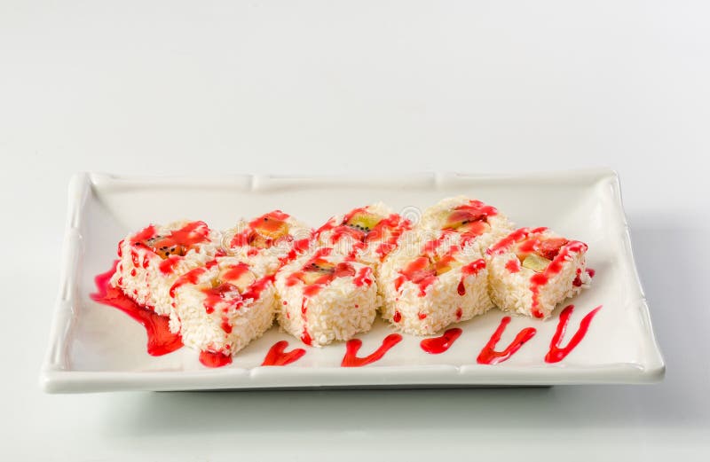 Sweet Egg Sushi Roll or Tamago Roll. Japanese Traditional Food Made ...