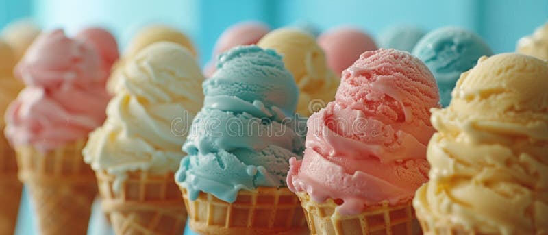 Sweet Symphony: an Array of Colorful Ice Cream Cones Stock Photo ...