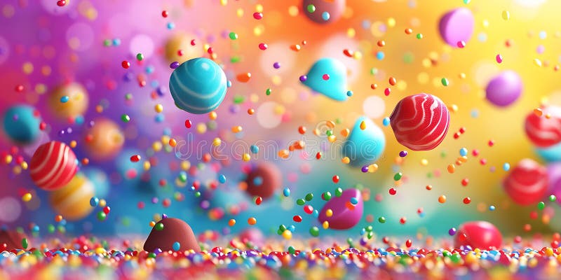 Sweet Symphony: Colorful Rainbow Candy Falling Background, Candy ...
