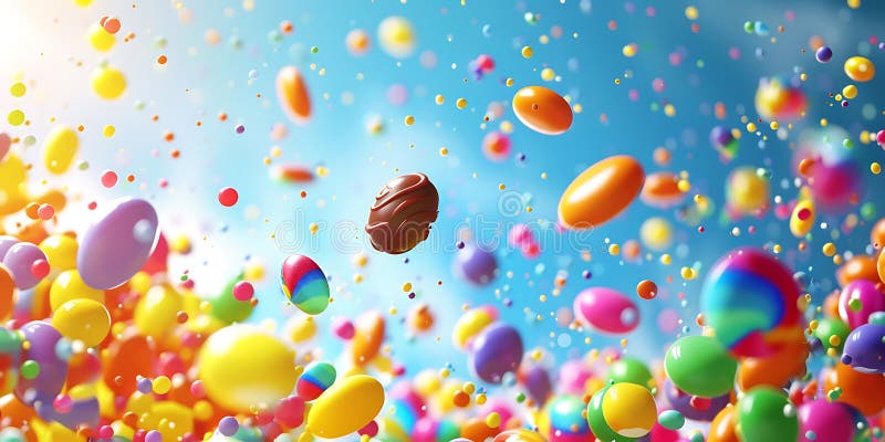 Sweet Symphony: Colorful Rainbow Candy Falling Background, Candy ...