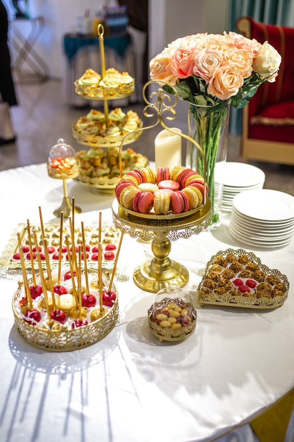 Sweet Table with Cakes and Sweets at a Children S Party Stock Image ...