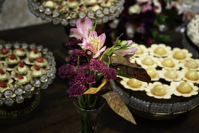 Sweet Table at Wedding Party. Various Sweets Stock Photo - Image of ...