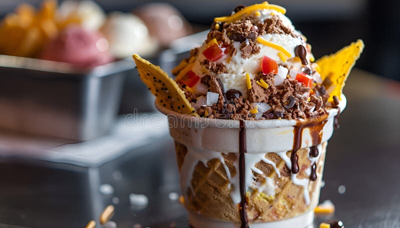 Sweet taco ice cream stock illustration. Illustration of bowl - 337342961