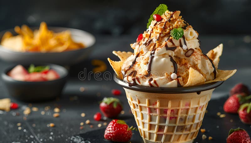 Sweet taco ice cream stock illustration. Illustration of choco - 337352036