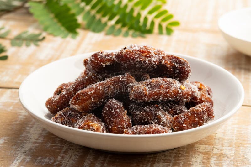 Sweet Tamarind Mix with Sugar and Chilli in White Plate Stock Image ...