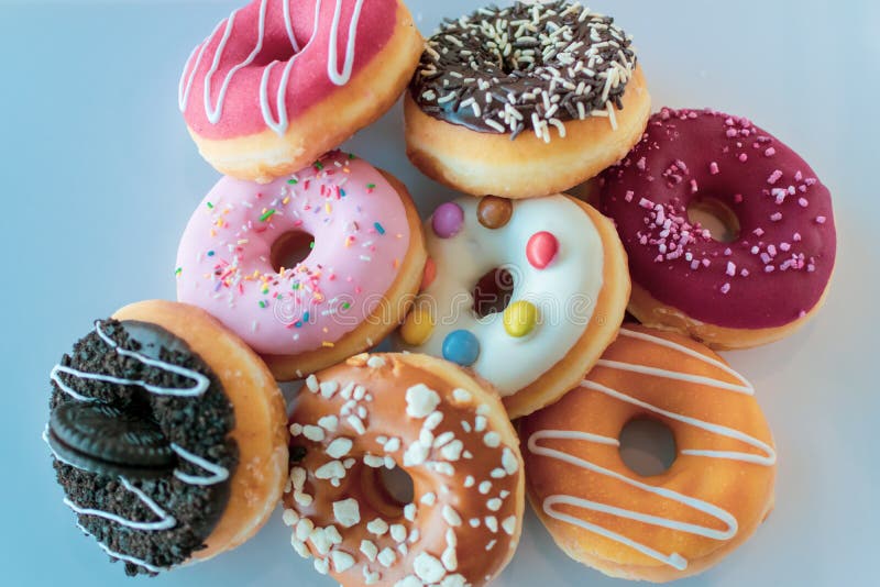 Sweet tasty ring donuts stock image. Image of closeup - 124458681