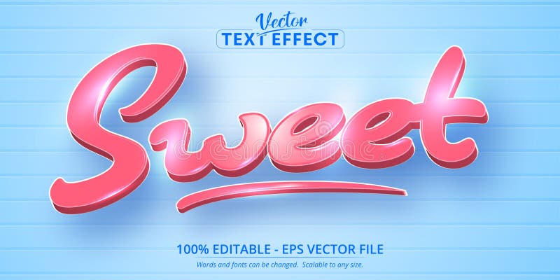 Sweet Text, 3d Editable Font Effect Stock Vector - Illustration of ...