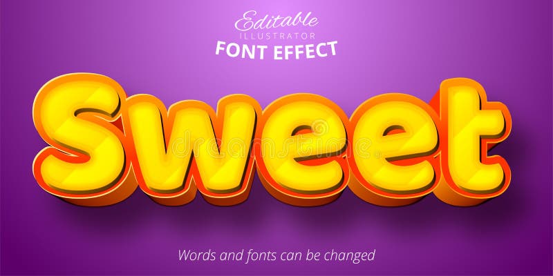 Sweet Text, 3d Editable Font Effect Stock Vector - Illustration of ...