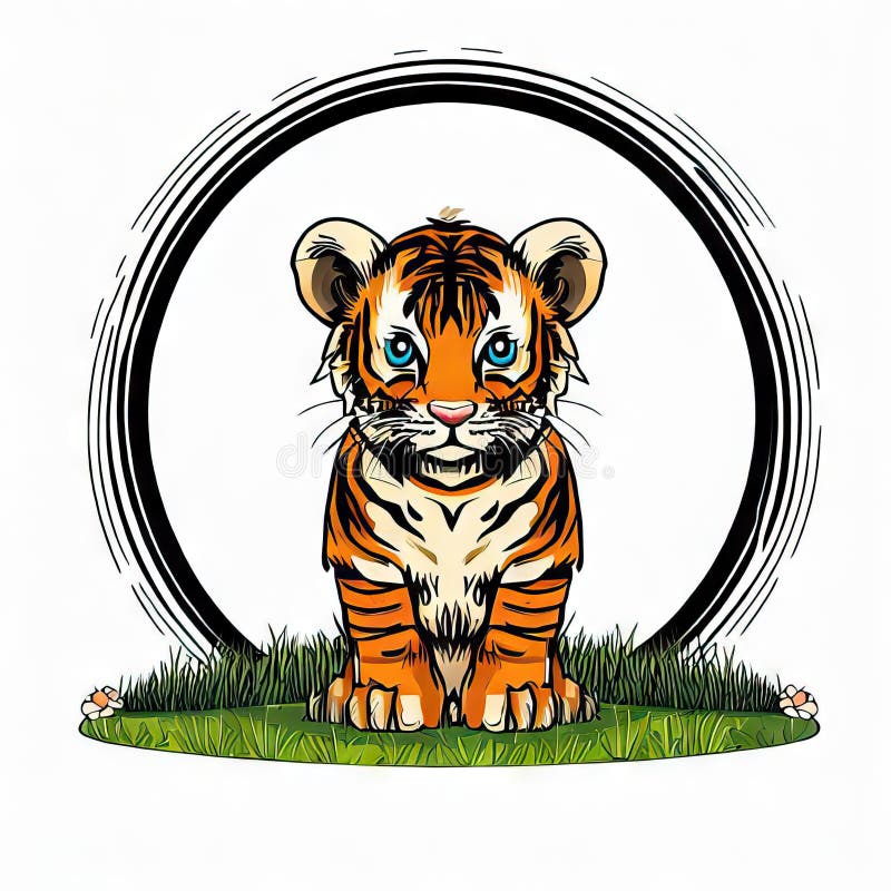 Sweet Tiger and Sunset Glow,Generative AI Stock Illustration ...