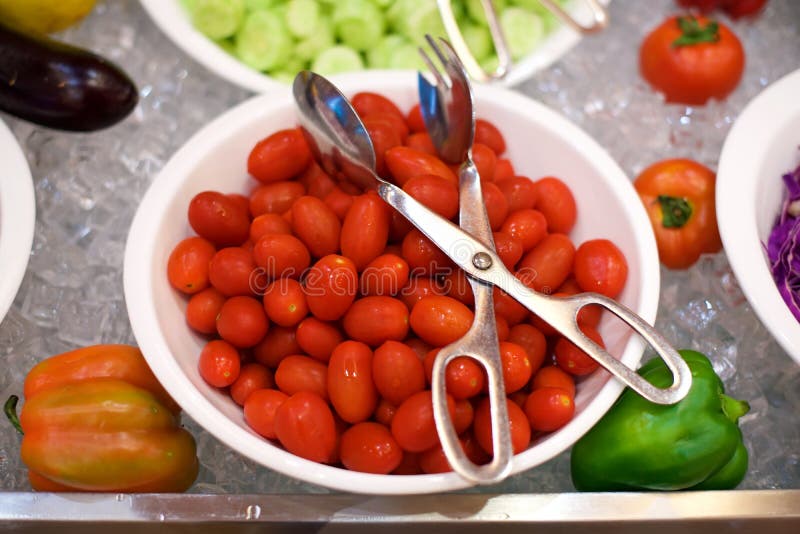 Sweet tomatoes in buffet stock image. Image of restaurant - 81191827