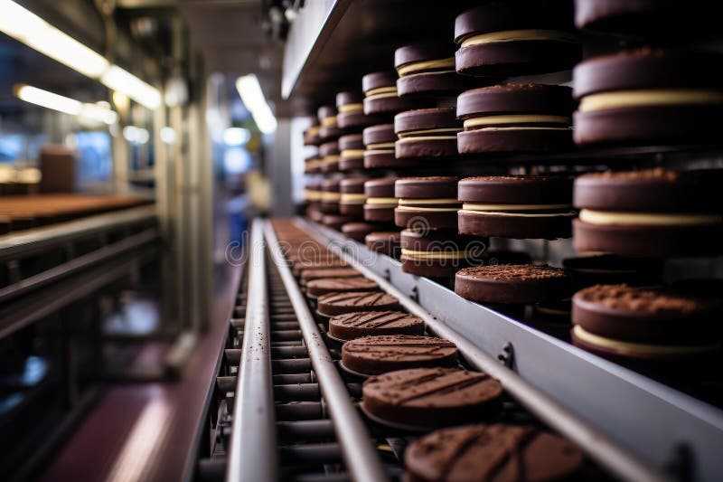 Sweet Treats in the Making: the Chocolate Factory Stock Illustration ...