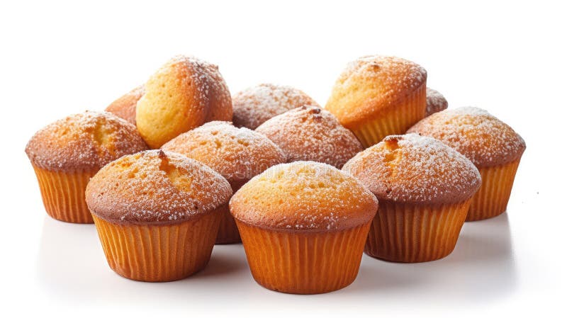 Sweet Vanilla Muffins Isolated On White Background Generative Ai Stock