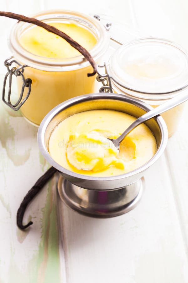 Sweet Vanilla Pudding Dessert Stock Image - Image of kitchen, french ...