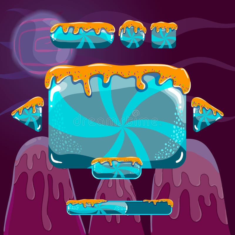 Sweet Vector Cartoon User Interface Games with Buttons Stock Vector ...