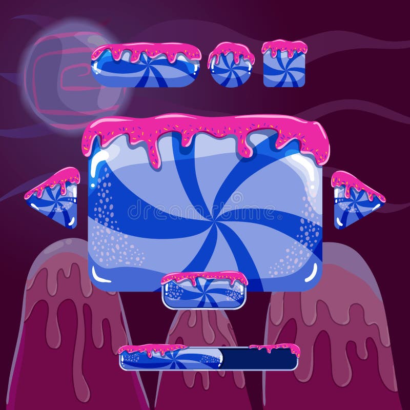 Sweet Vector Cartoon User Interface Games with Buttons Stock Vector ...