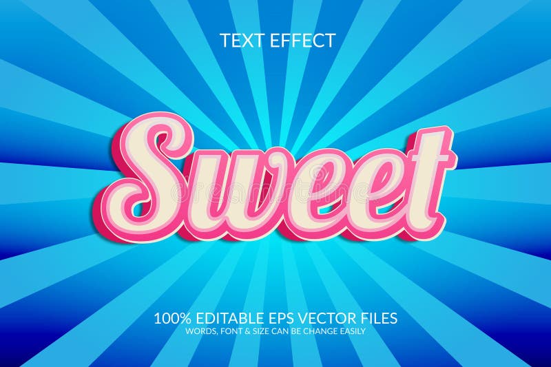 Sweet Vector Eps 3d Text Effect Design. Stock Illustration - Illustration of line, signs: 358813303