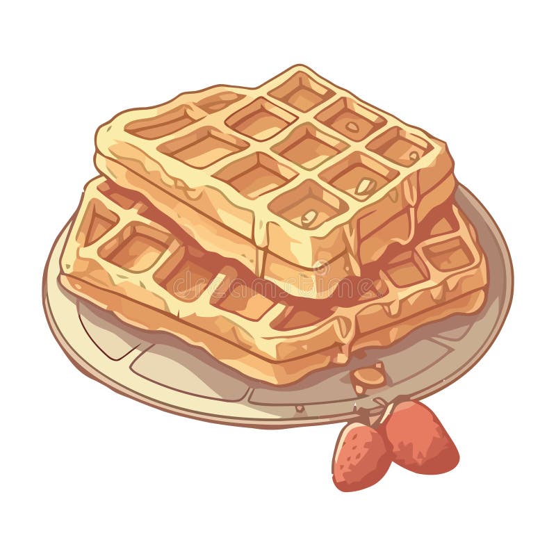 Sweet Waffle Stack with Honey and Fruit Stock Vector - Illustration of ...