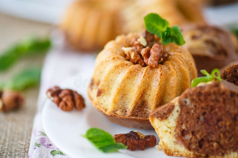 Sweet walnut muffins stock image. Image of breakfast - 47591483