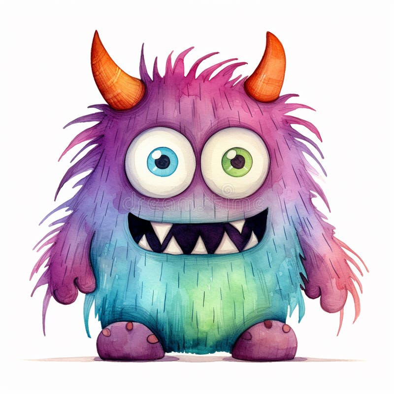 Sweet Watercolor Monster Caring for Others Stock Illustration ...
