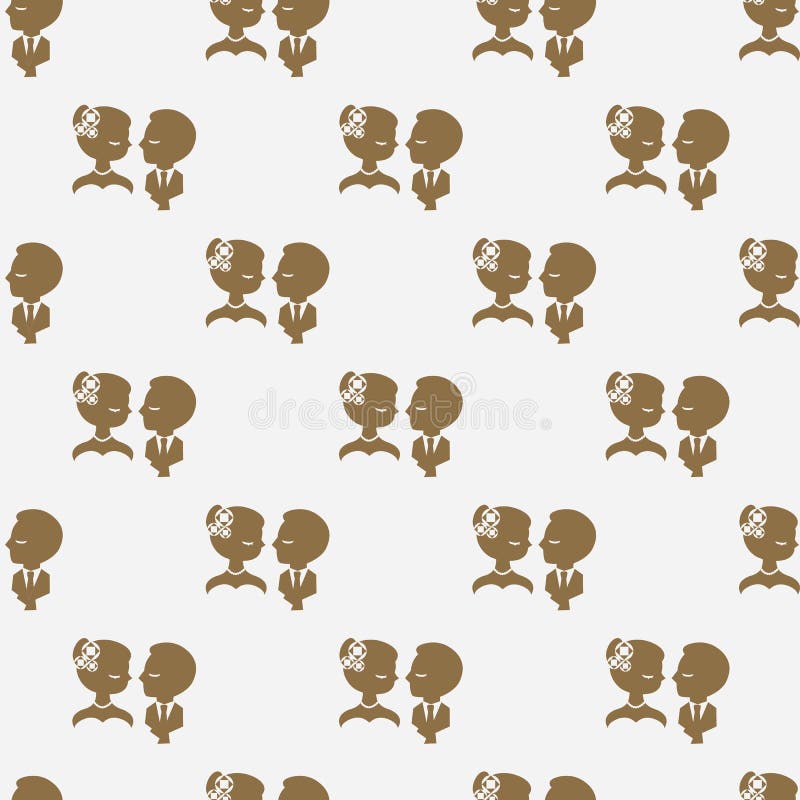 Sweet White Wedding Couple Profile Vector Graphic Seamless Pattern ...