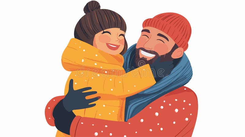 Sweet Winter Embrace: Father and Daughter in Loving Hug Stock Vector ...