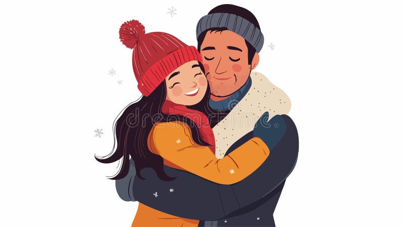 Sweet Winter Embrace: Father and Daughter in Loving Hug Stock Vector ...