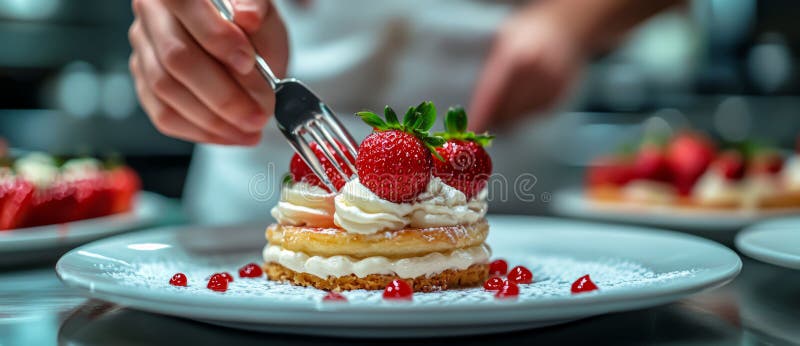 Sweet Workshop: Making Strawberry Cream Cake. AI Generated. Stock Photo ...