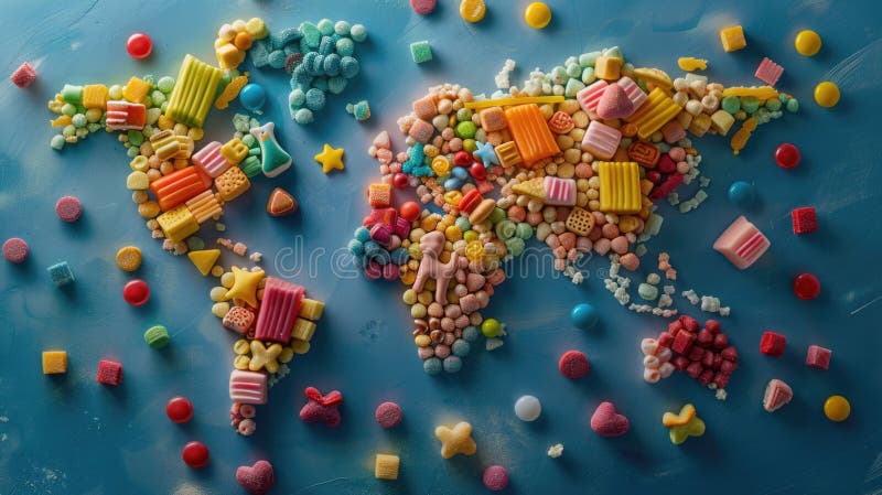 Sweet World Map stock image. Image of global, world - 364482819