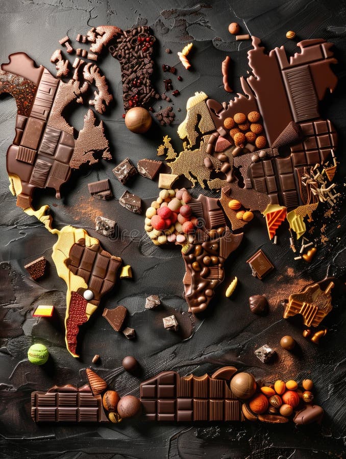 Sweet World Map Chocolate stock photo. Image of globe - 367203642