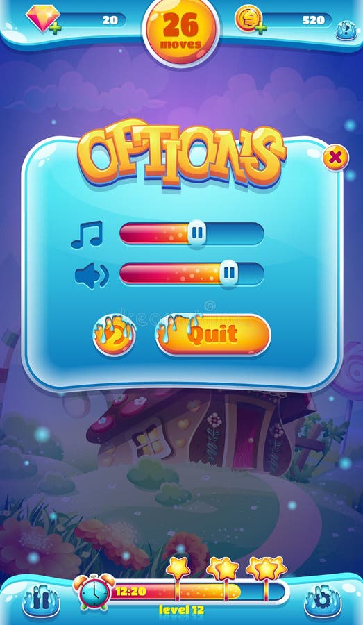 Sweet World Mobile GUI Sound Volume Screen for Video Web Games Stock ...