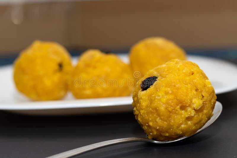 Sweet Yellow Boondi Ladoo stock photo. Image of closeup - 277288480