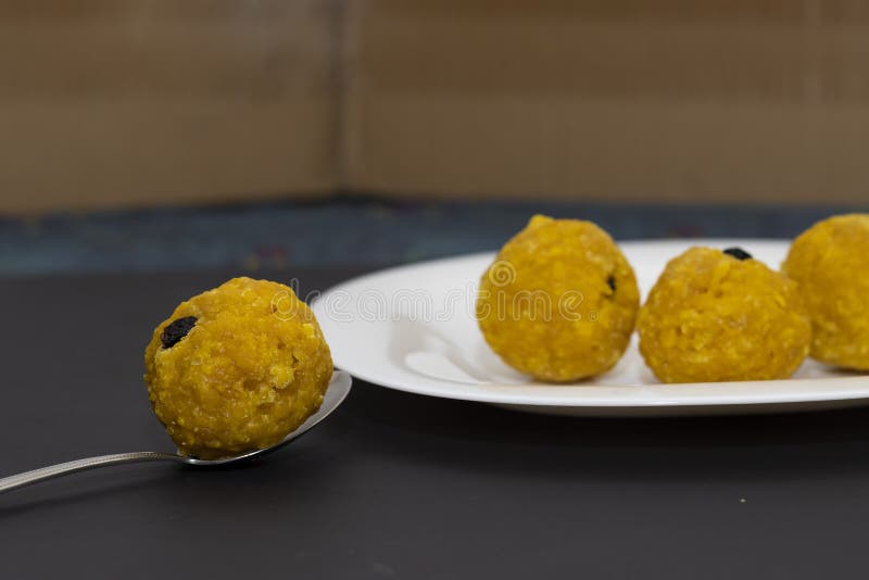 Sweet Yellow Boondi Ladoo stock photo. Image of homemade - 277750940