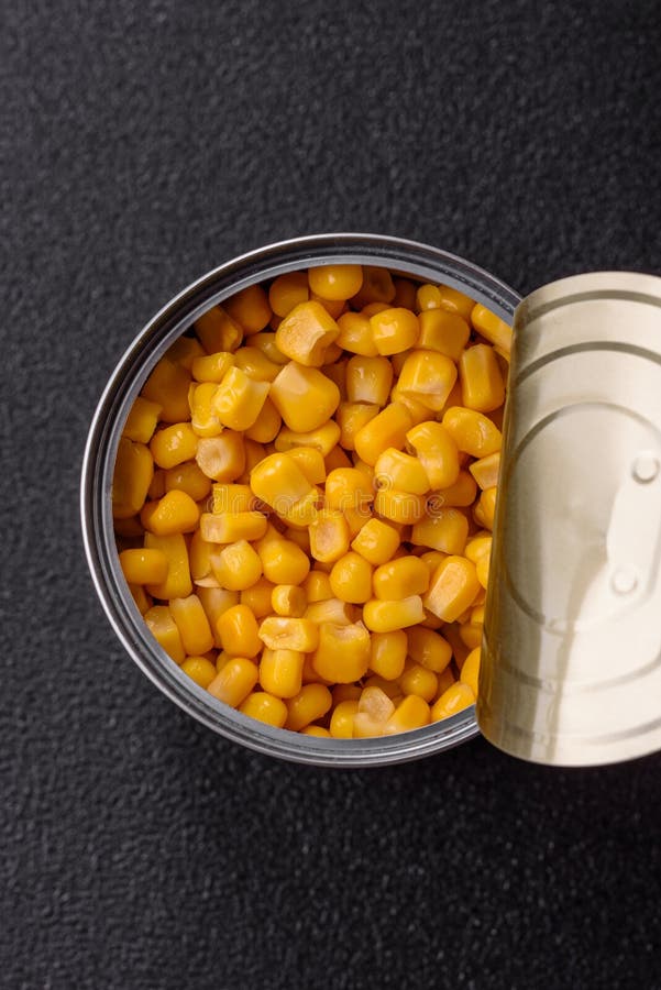Sweet Yellow Canned Corn in Bowl Stock Photo - Image of vegetable ...