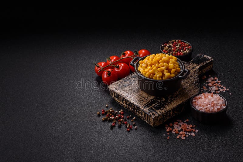 Sweet Yellow Canned Corn in Bowl Stock Photo - Image of health, group ...