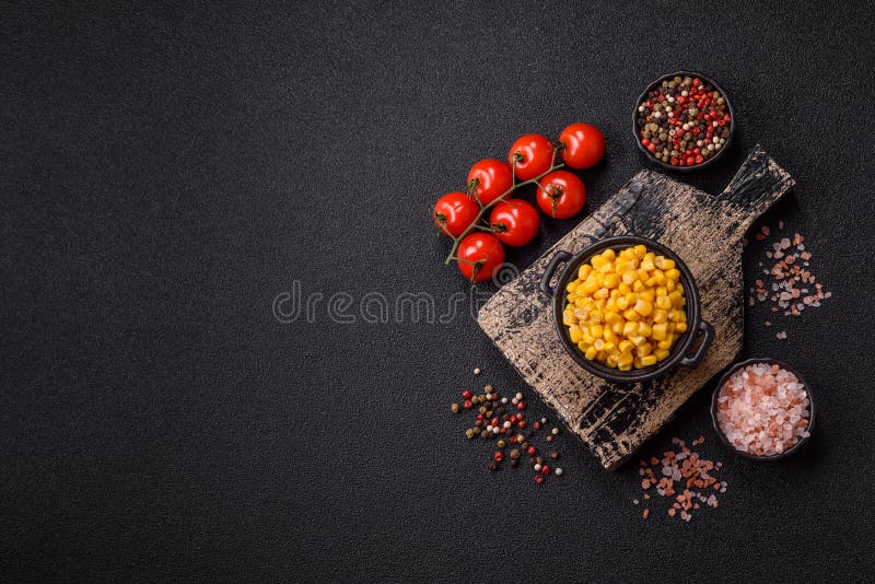 Sweet Yellow Canned Corn in Bowl Stock Image - Image of healthy ...