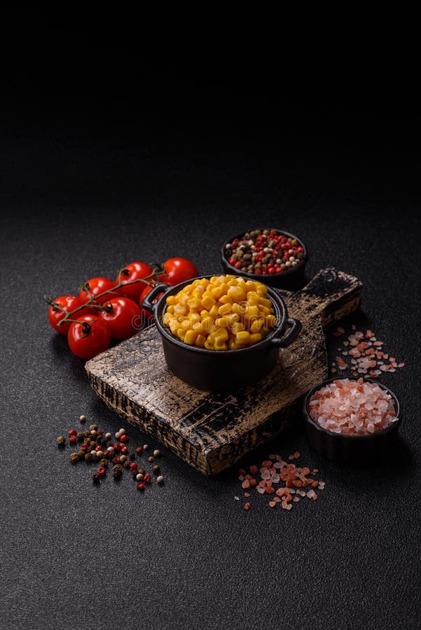 Sweet Yellow Canned Corn in Bowl Stock Photo - Image of healthy ...