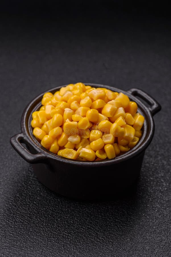 Sweet Yellow Canned Corn in Bowl Stock Image - Image of organic ...