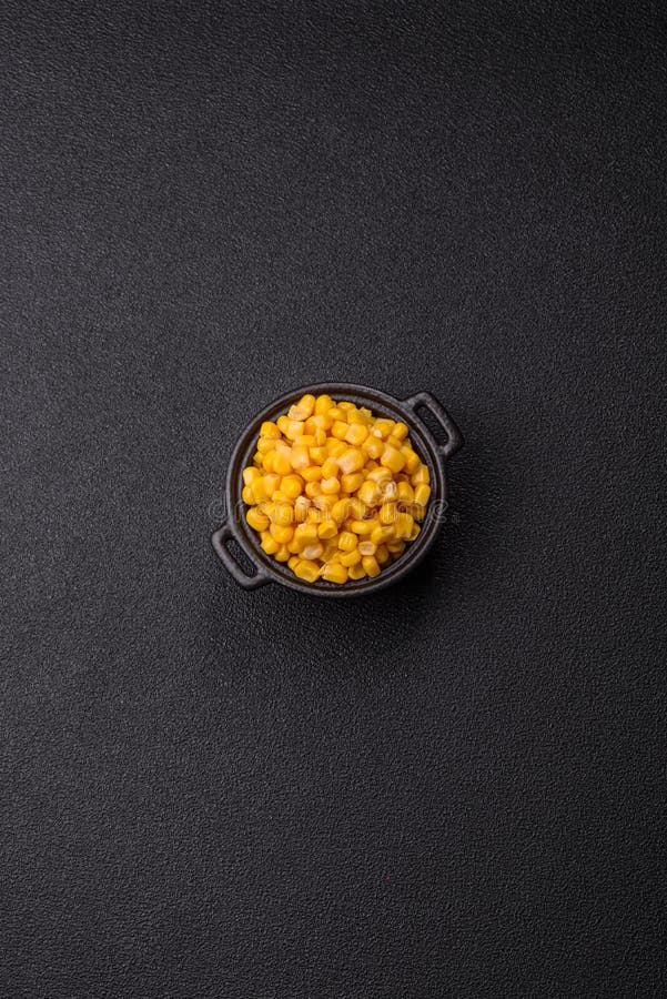 Sweet Yellow Canned Corn in Bowl Stock Photo - Image of ingredient ...