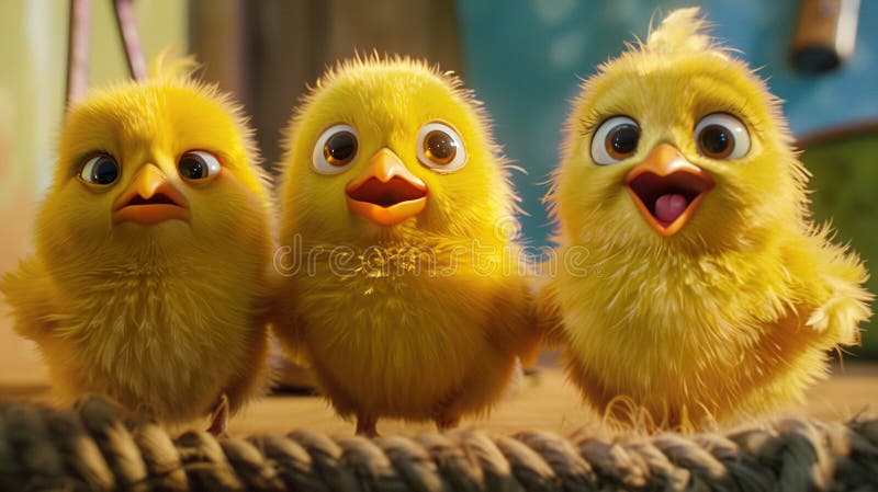 Sweet Yellow Chicks Peeping with Delight. Generative Ai Stock ...