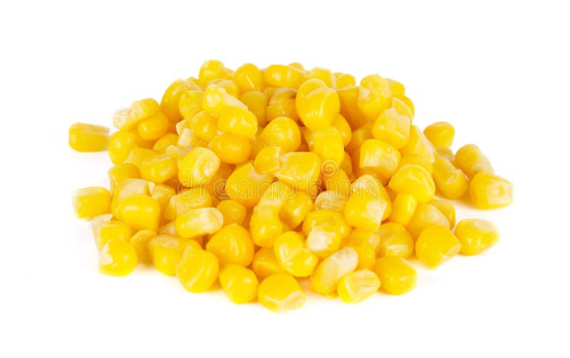 Sweet Yesty Marinated Whole Kernel Corn Isolated on White Background ...