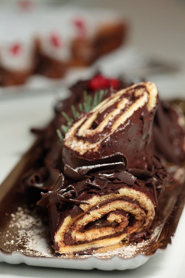 Sweet yule log stock image. Image of gastronomy, christmas - 64153403