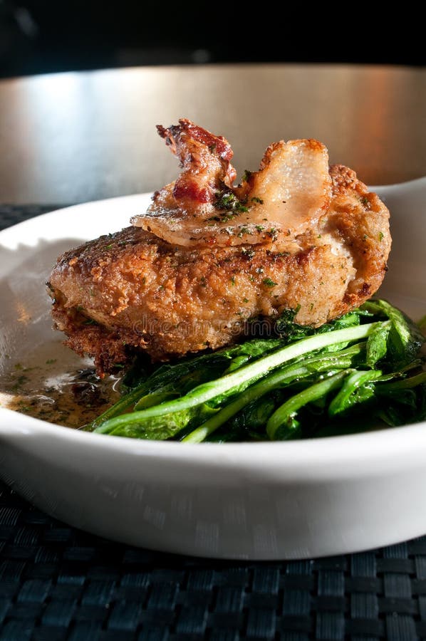 Sweetbreads Over Fresh Greens Stock Photo - Image of fine, bacon: 17115778