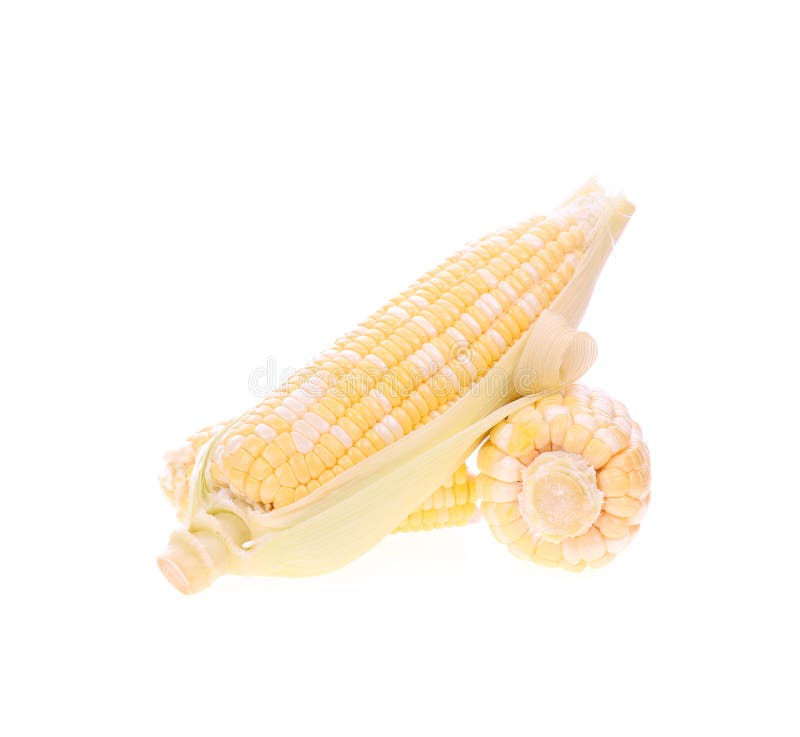 Sweetcorn on White Background Stock Photo - Image of nutrition, leaf ...