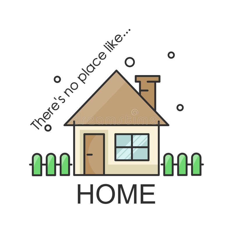 Home Flat Style Illustration with Text: There`s No Place Like HOME ...