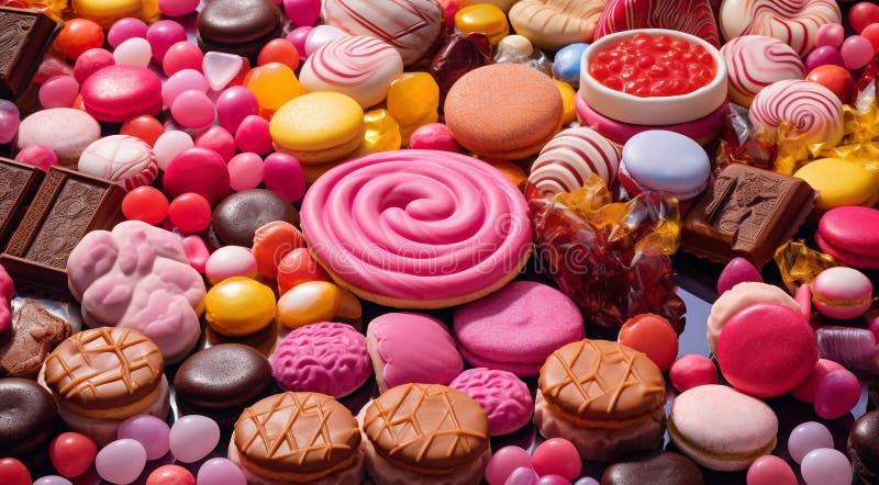 Sweets on Abstract Background, Colored Chocolates and Sweets on the ...