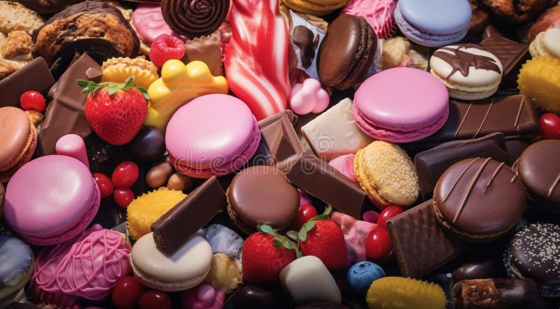 Sweets on Abstract Background, Colored Chocolates and Sweets on the ...