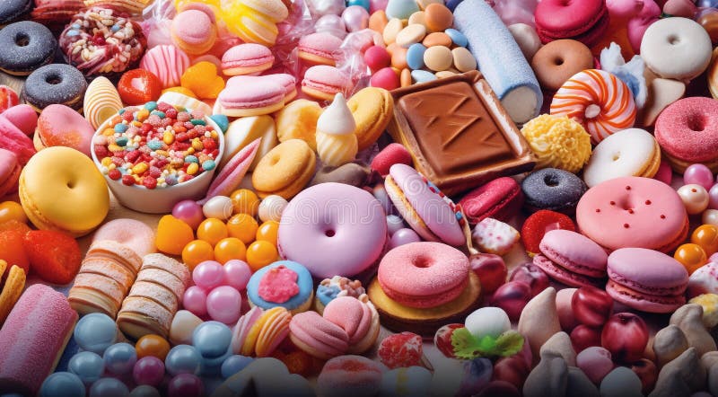 Sweets on Abstract Background, Colored Chocolates and Sweets on the ...